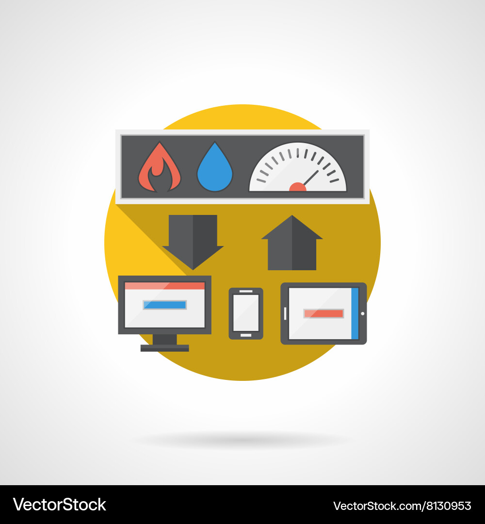 Home technology round color detailed icon Vector Image