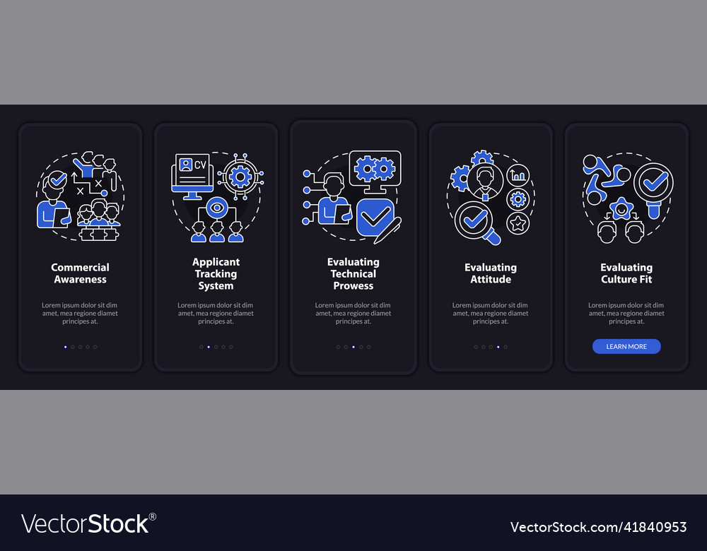 Hr skills in business night mode onboarding Vector Image Hr skills in business night mode onboarding Vector Image