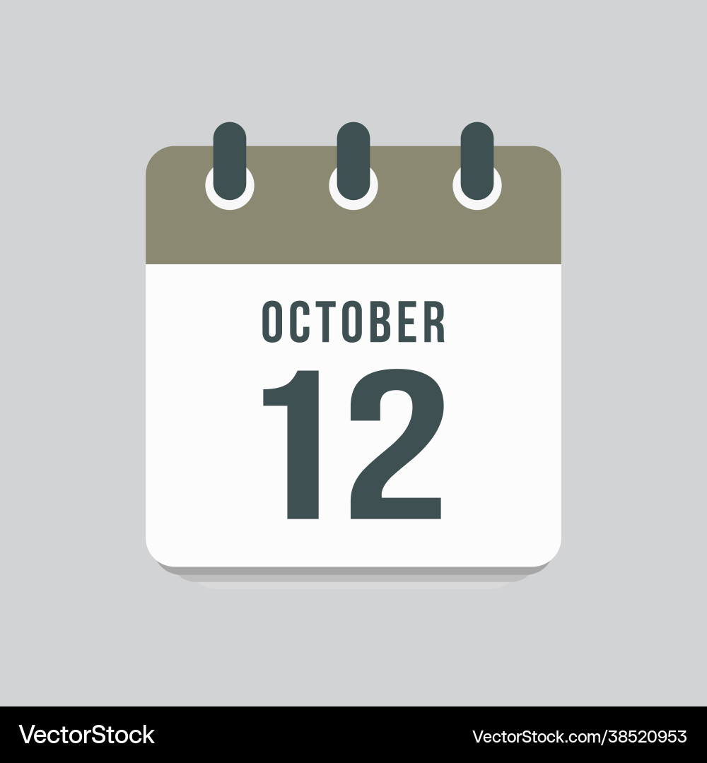 Icon day date 12 october template calendar page Vector Image