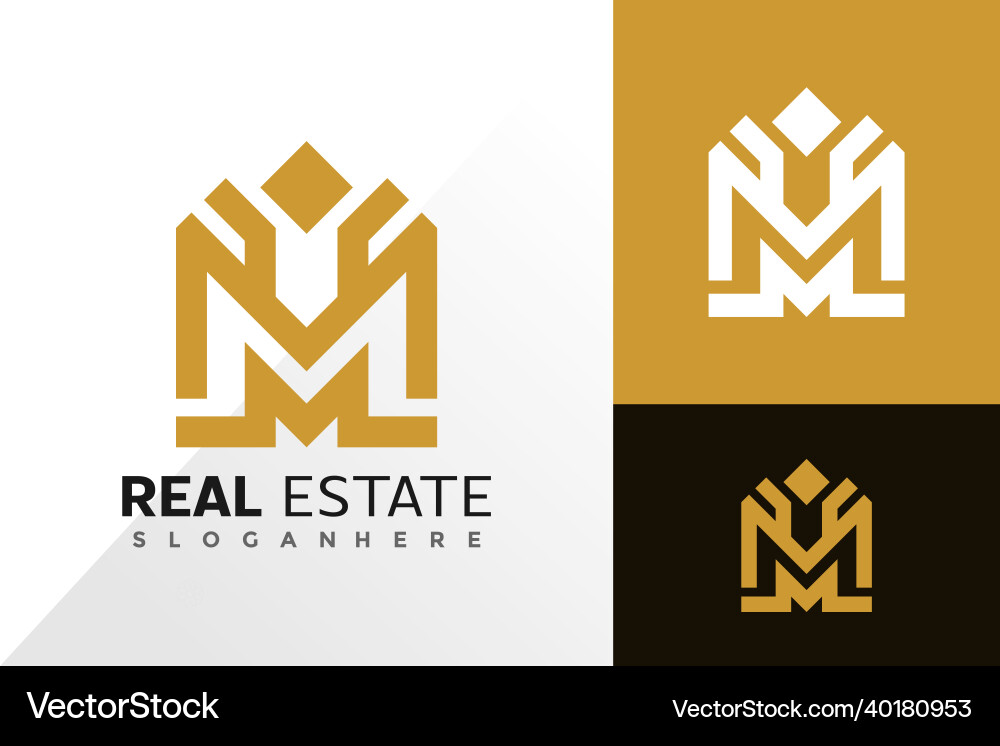 M luxury real estate logo design abstract Vector Image
