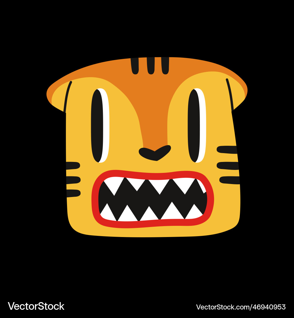 Roaring tiger cartoon style funny comic character Vector Image