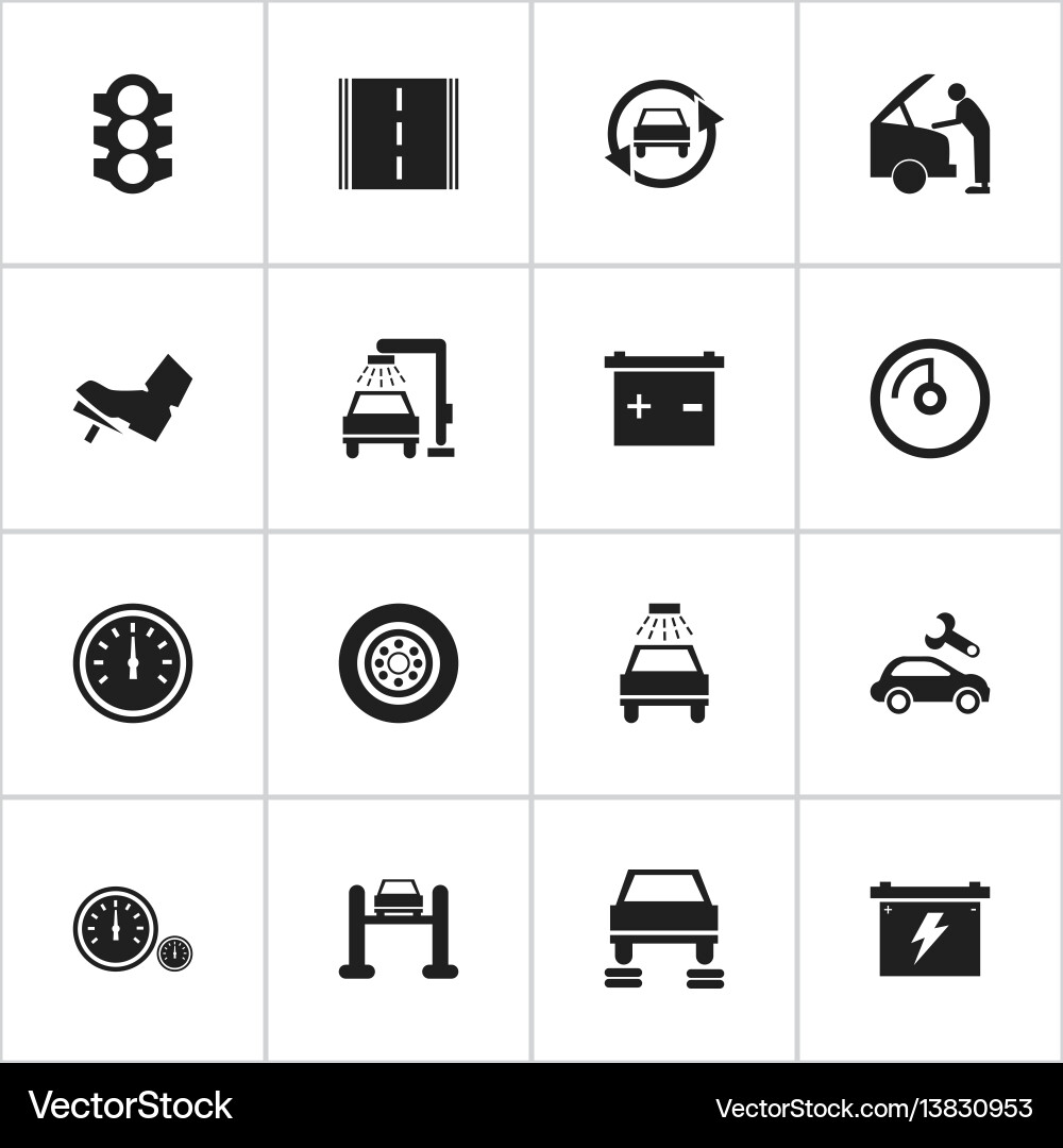 Set 16 editable vehicle icons includes symbols Vector Image