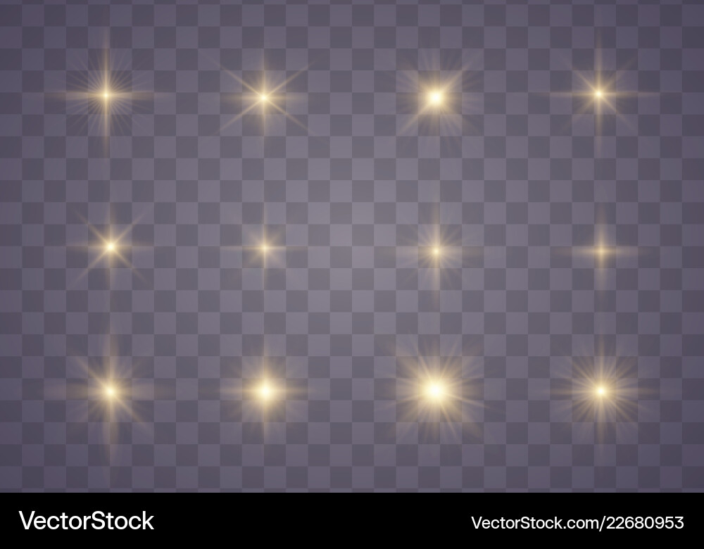 Set of glowing stars Royalty Free Vector Image