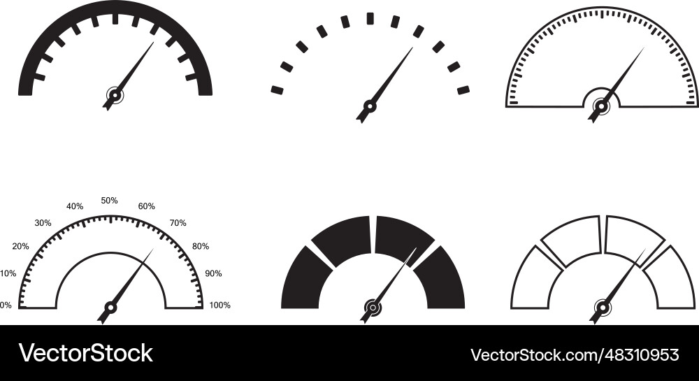 Speedometer or gauge icons set infographic Vector Image
