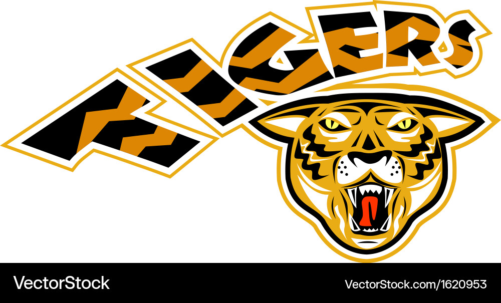 Tiger sports mascot head front Royalty Free Vector Image