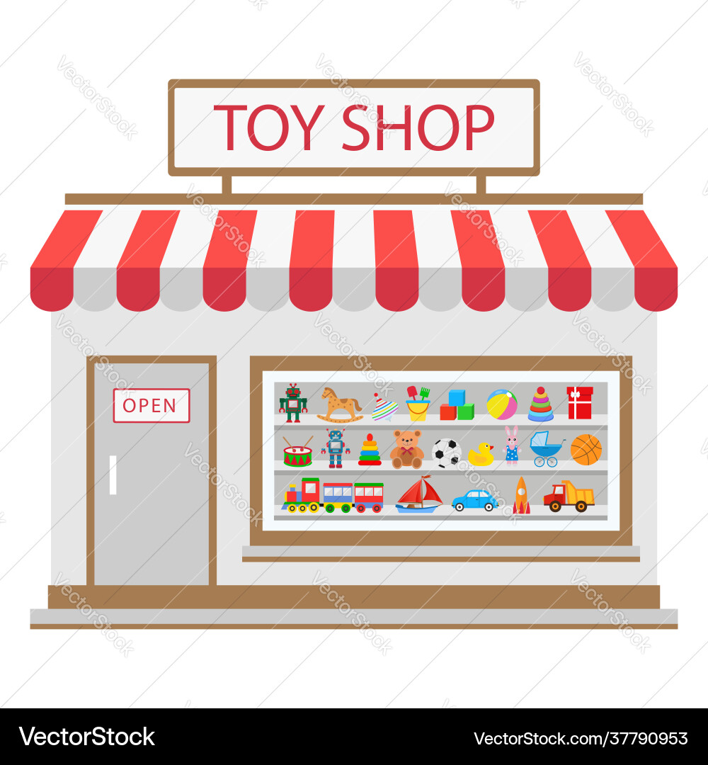 Toy shop isolated on white background Royalty Free Vector