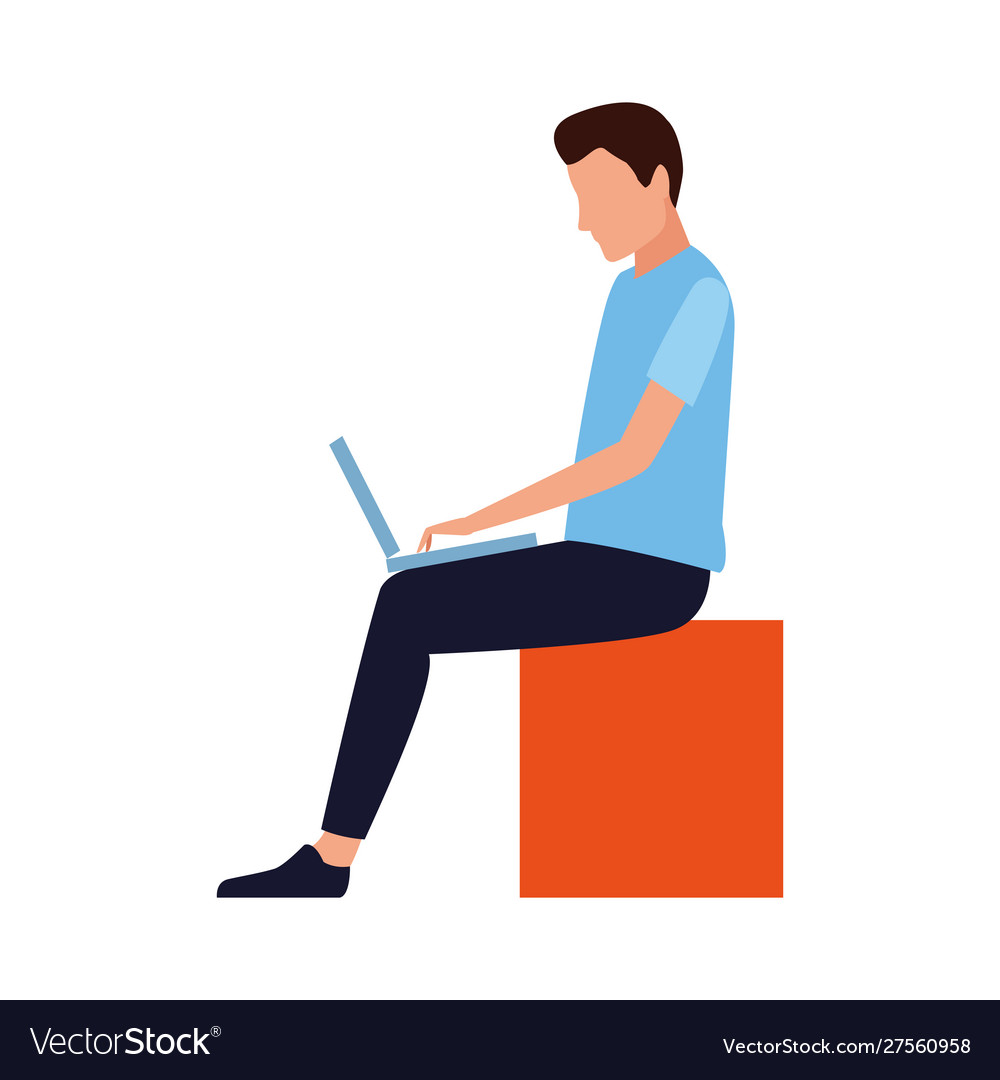 Avatar man with laptop computer Royalty Free Vector Image
