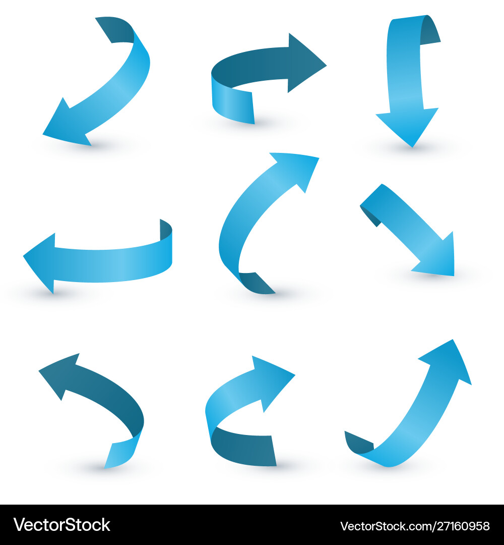 Blue ribbon arrow set stickerst various Royalty Free Vector