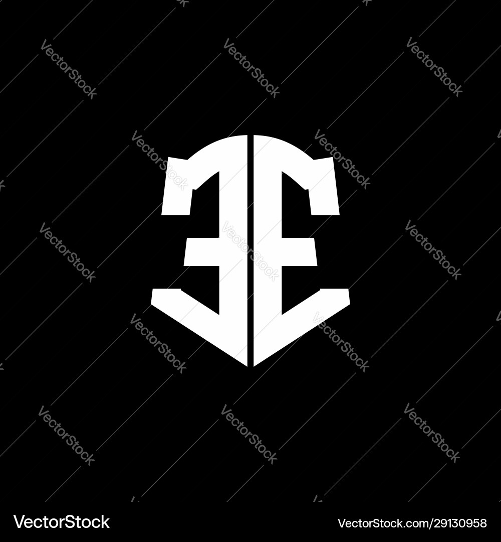 Ee monogram letter logo ribbon with shield style Vector Image