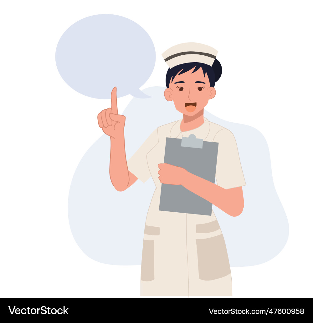 Female nurse is explaining flat cartoon Royalty Free Vector
