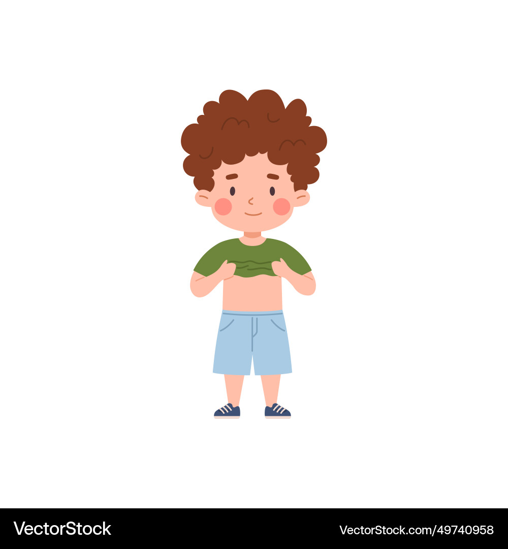 Kid dressing himself up cartoon cute boy Vector Image