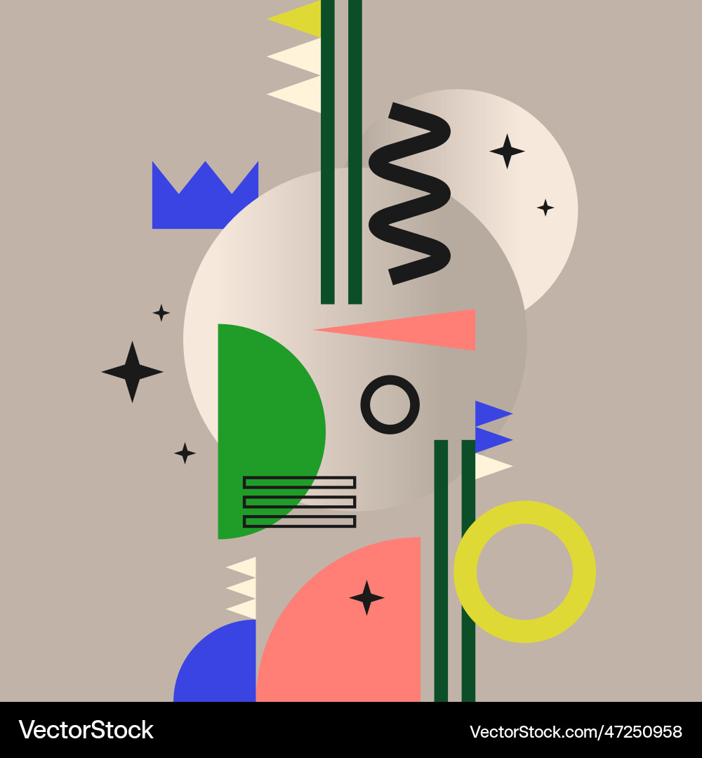 Modern geometric composition of various shapes Vector Image