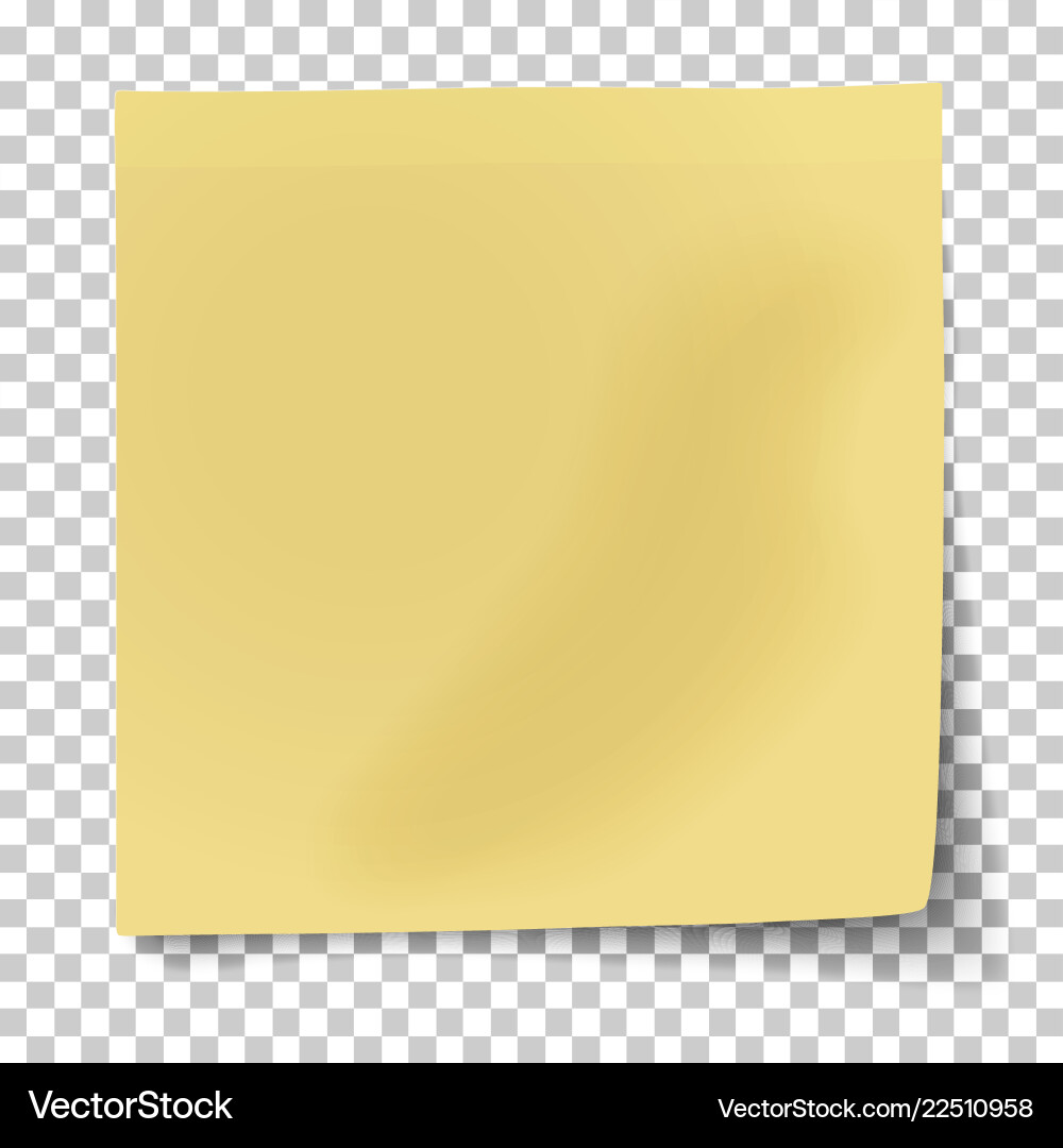 Office yellow paper sticker with bent corner Vector Image