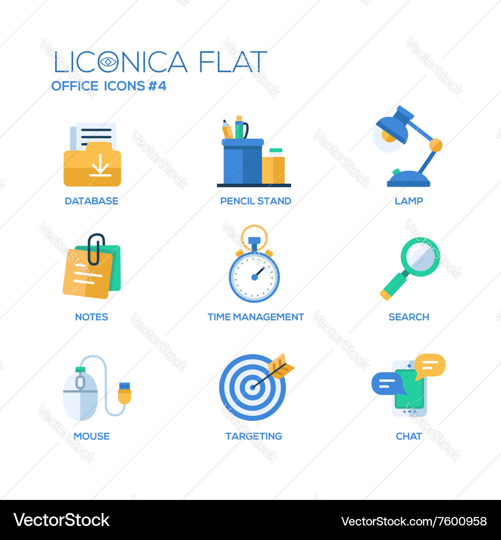 Set of modern office flat design icons Royalty Free Vector