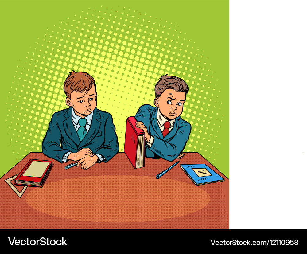 Two boys in school bulling discrimination Vector Image