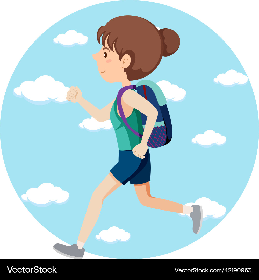 Active girl simple cartoon character Royalty Free Vector