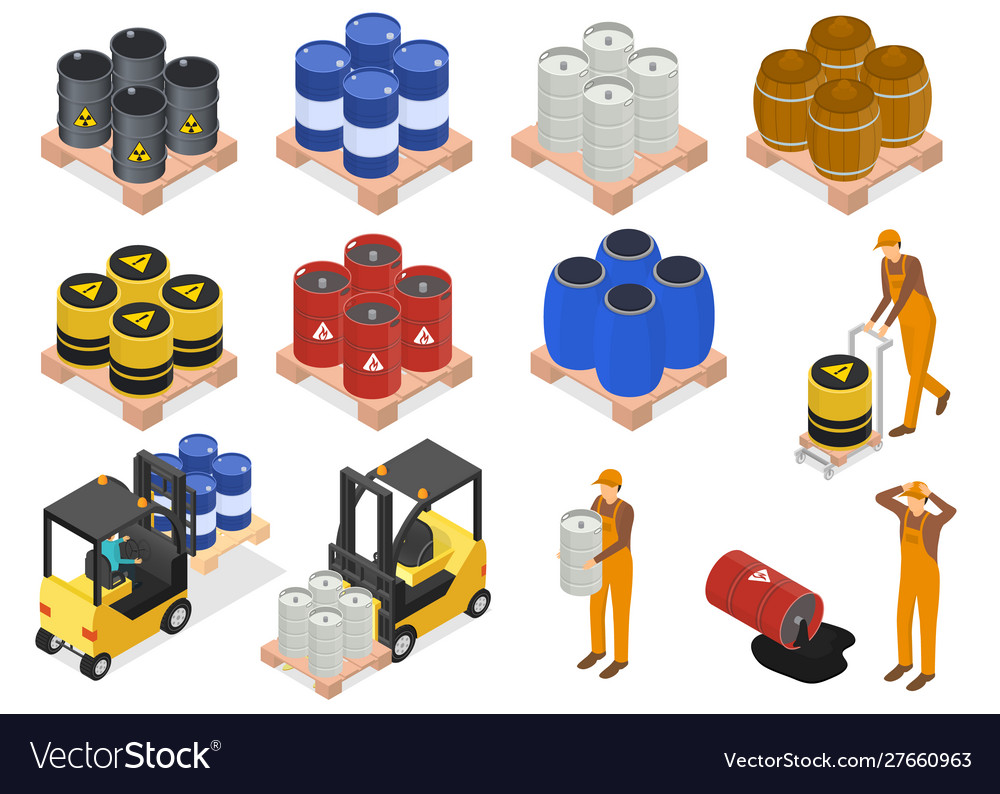 Barrels sign 3d icon set isometric view Royalty Free Vector Barrels sign 3d icon set isometric view Royalty Free Vector