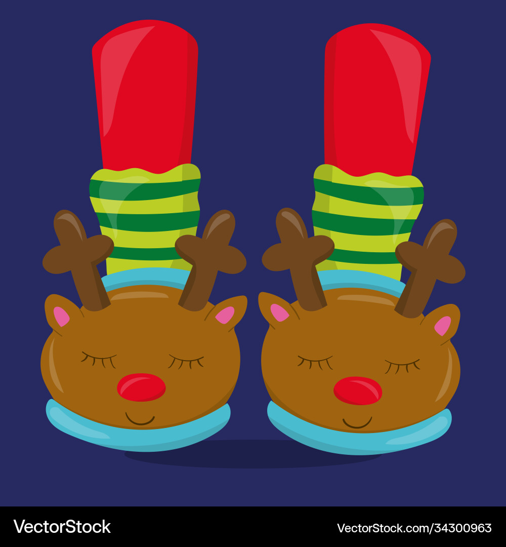 Christmas feet rudolf 12 Royalty Free Vector Image