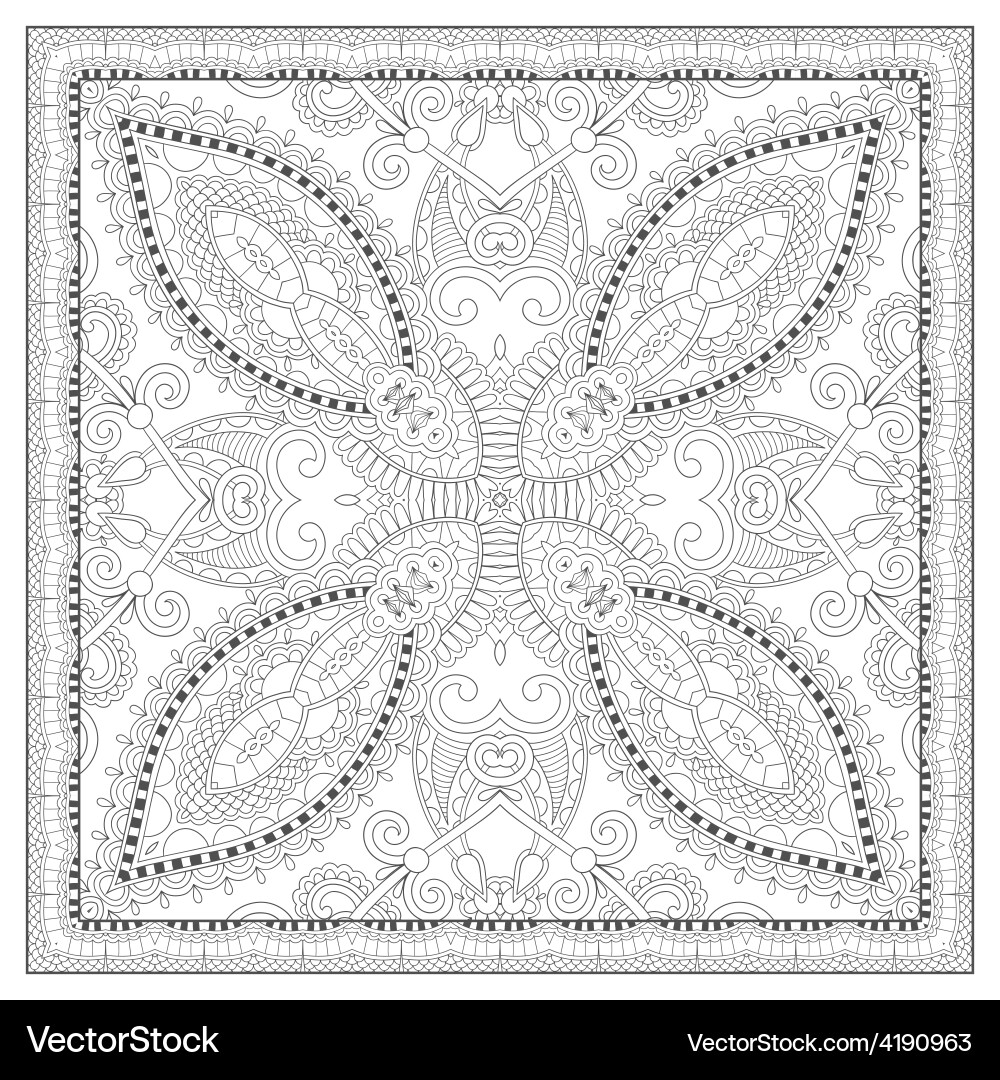 Coloring book square page for adults - ethnic Vector Image