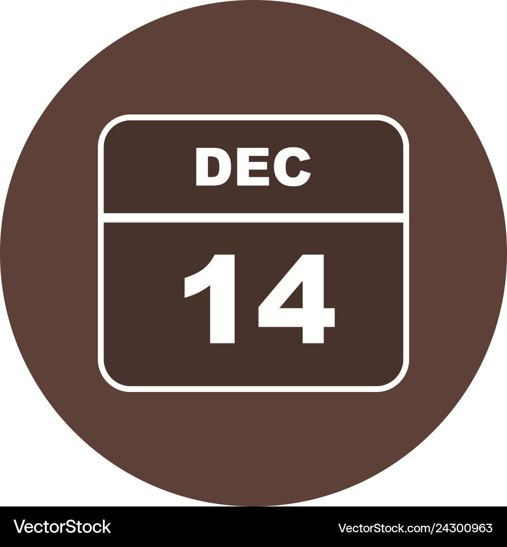 December 14th date on a single day calendar Vector Image