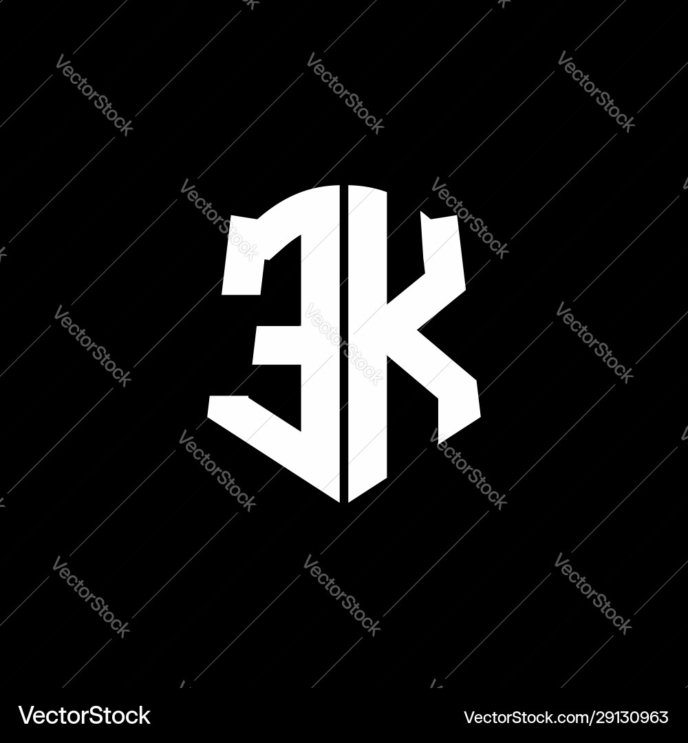 Ek monogram letter logo ribbon with shield style Vector Image