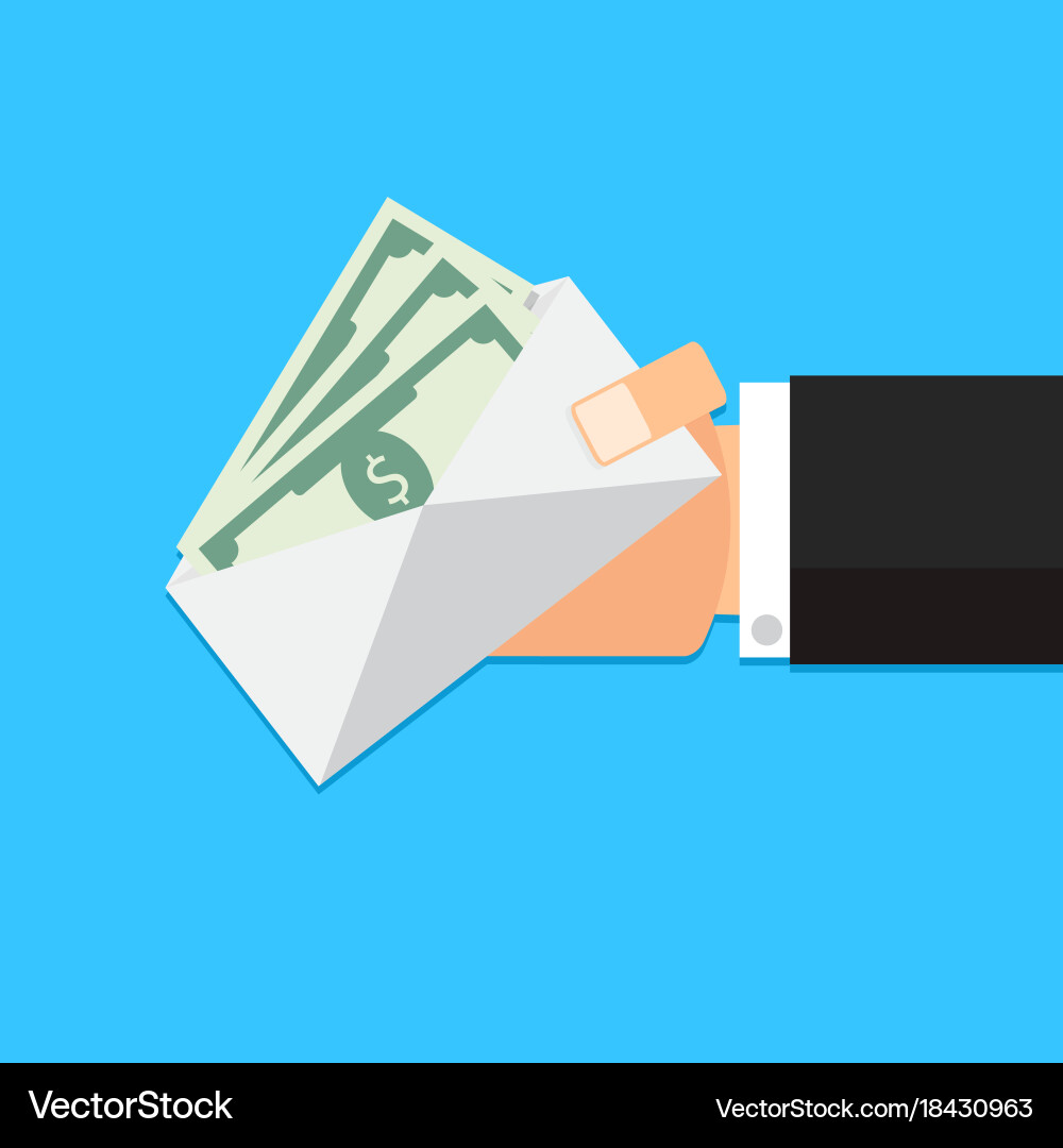 Envelope with money cash in hand Royalty Free Vector Image