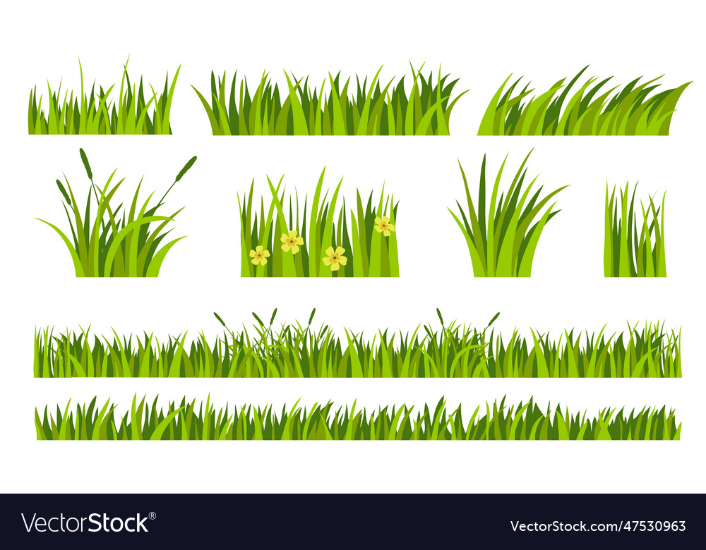 Green grass patterns set Royalty Free Vector Image