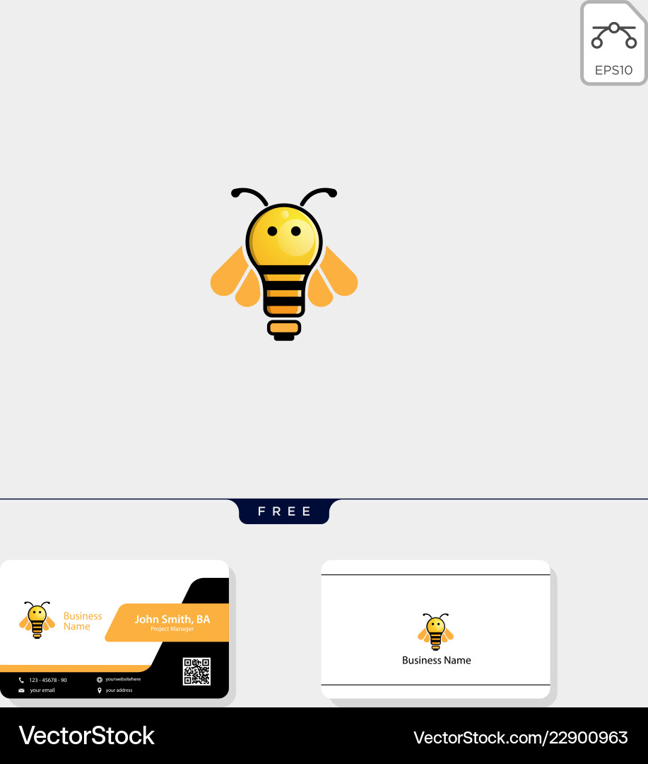 Light bee flying logo template free business Vector Image