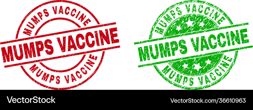 Mumps vaccine round watermarks with grunged Vector Image