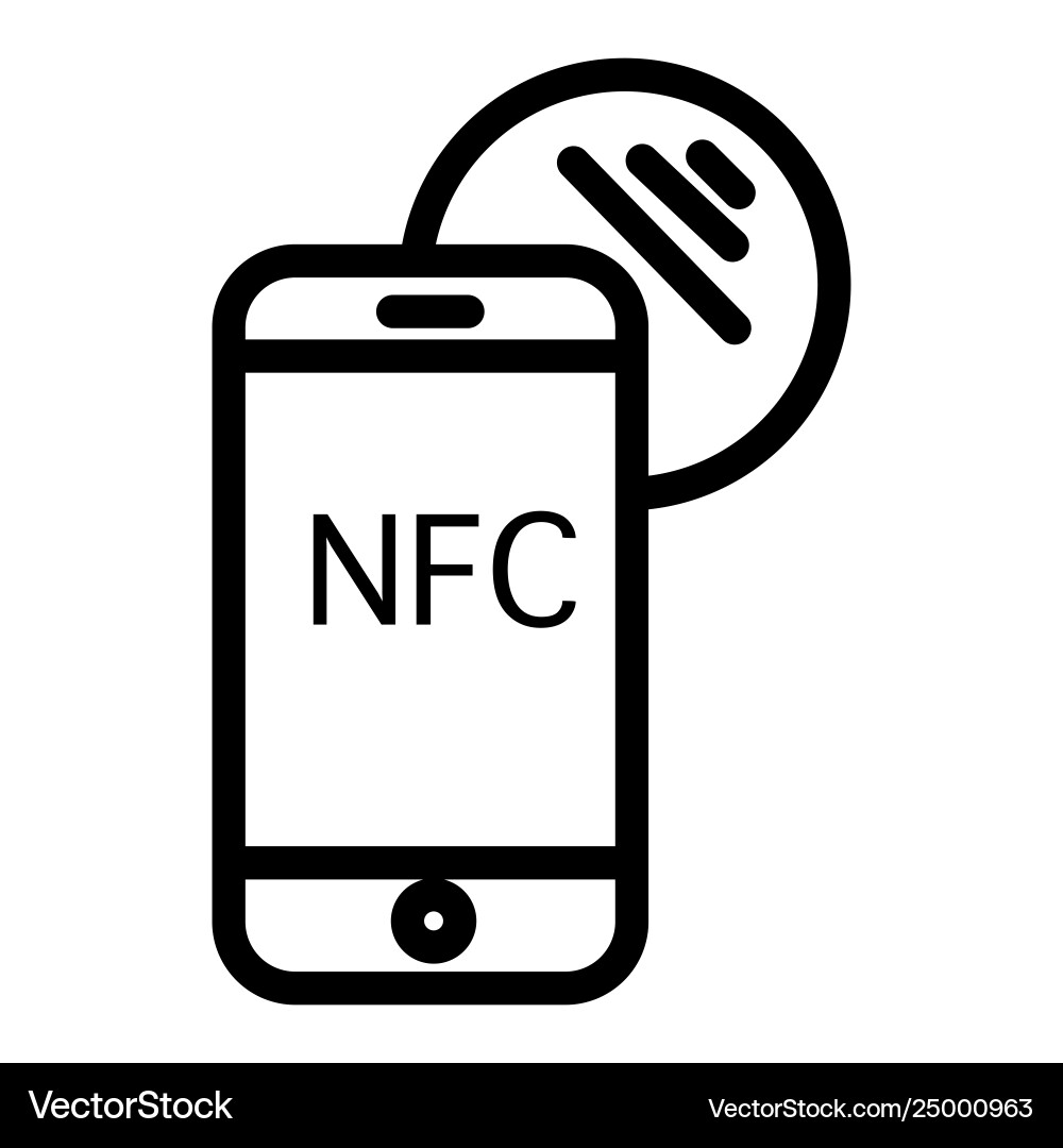 Nfc and smartphone line icon pay phone Royalty Free Vector