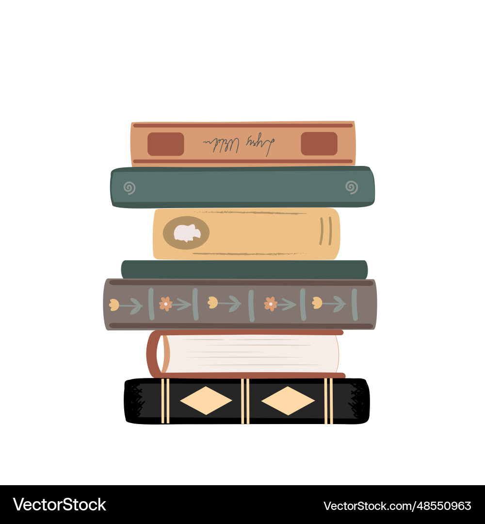 Pile of vintage books composition with old stack Vector Image
