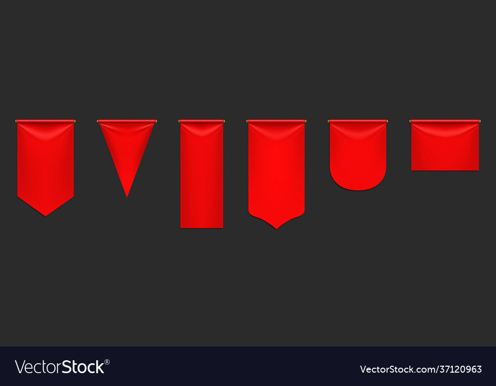 Red pennant flags mockup blank hanging banners Vector Image
