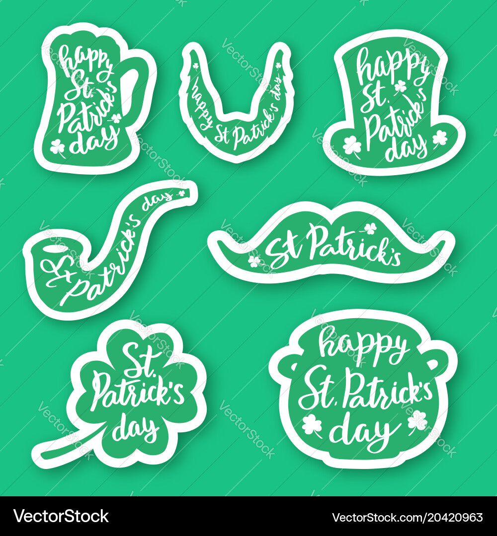 Set of seven stickers emblems with lettering leaf Vector Image
