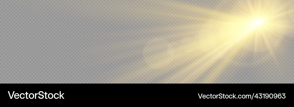 Sunlight yellow sun glare rays lens flare bokeh Vector Image