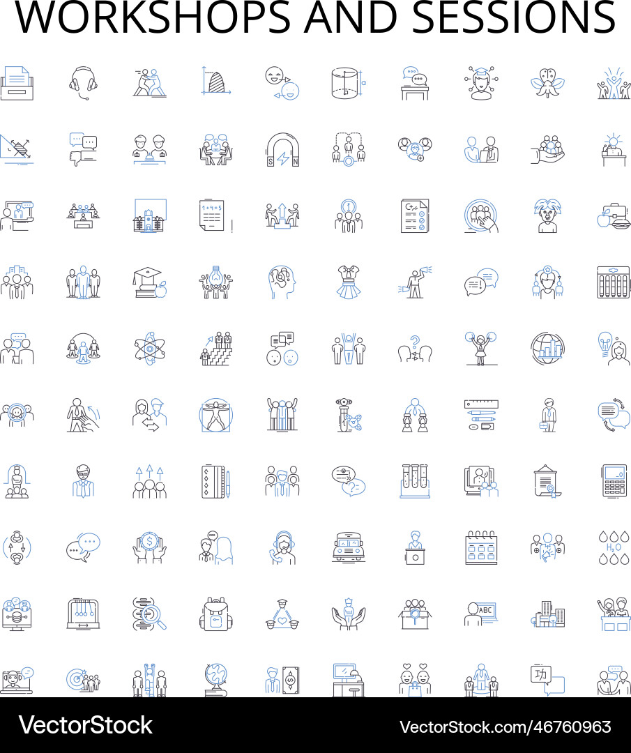 Workshops and sessions outline icons collection Vector Image