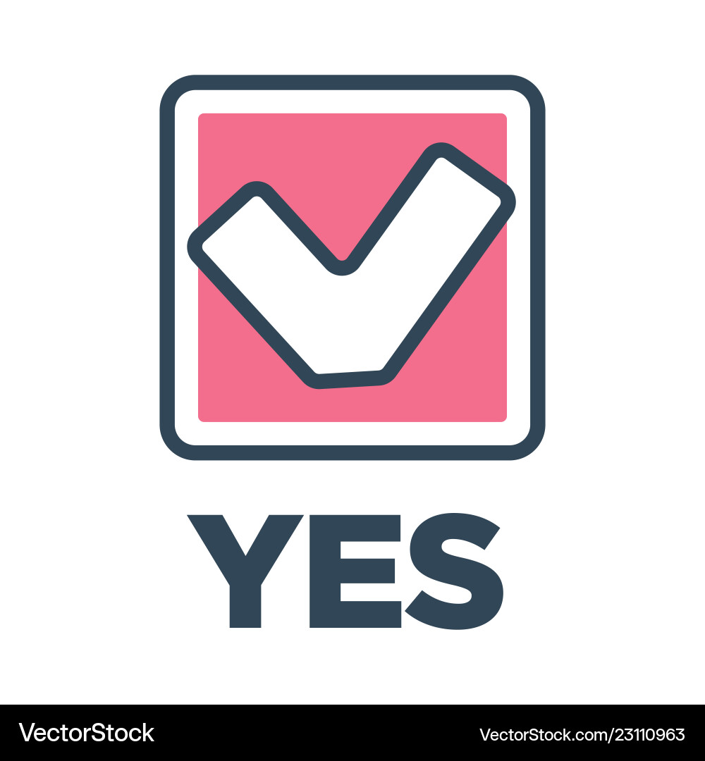 Yes mark in box vote decision icon closeup Vector Image