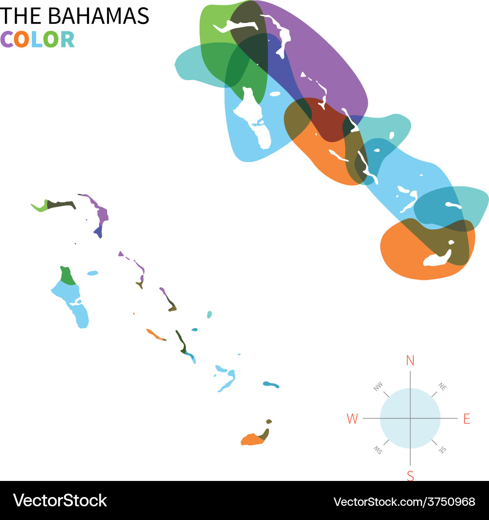 Abstract color map of bahamas Royalty Free Vector Image