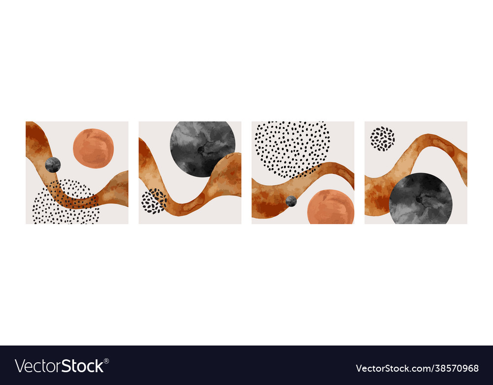 Abstract geometric natural shapes poster set Vector Image