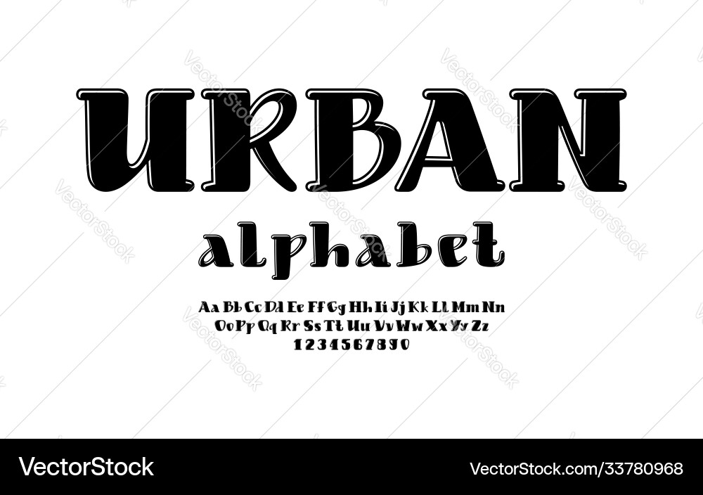 Black rounded font alphabet in urban style Vector Image