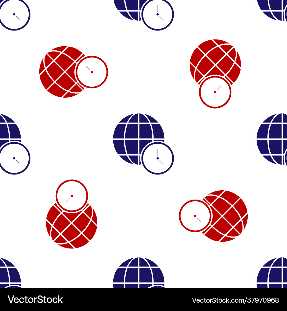 Blue and red world time icon isolated seamless Vector Image