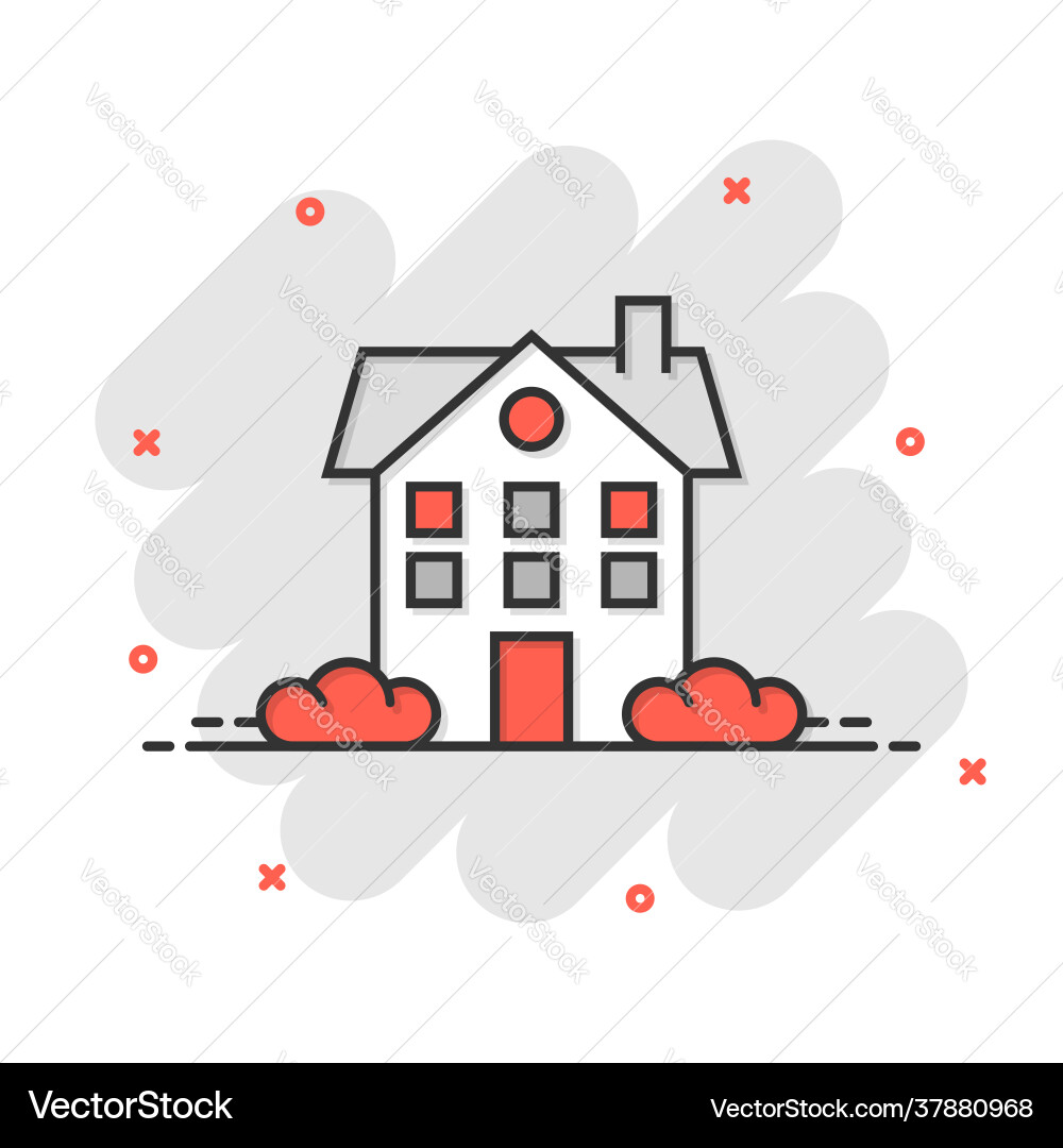 Building icon in comic style home cartoon Vector Image