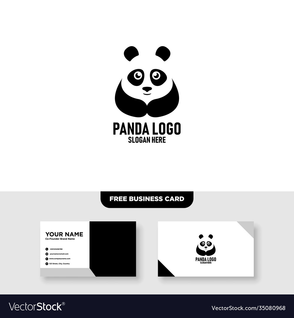 Creative panda logo design and business card Vector Image