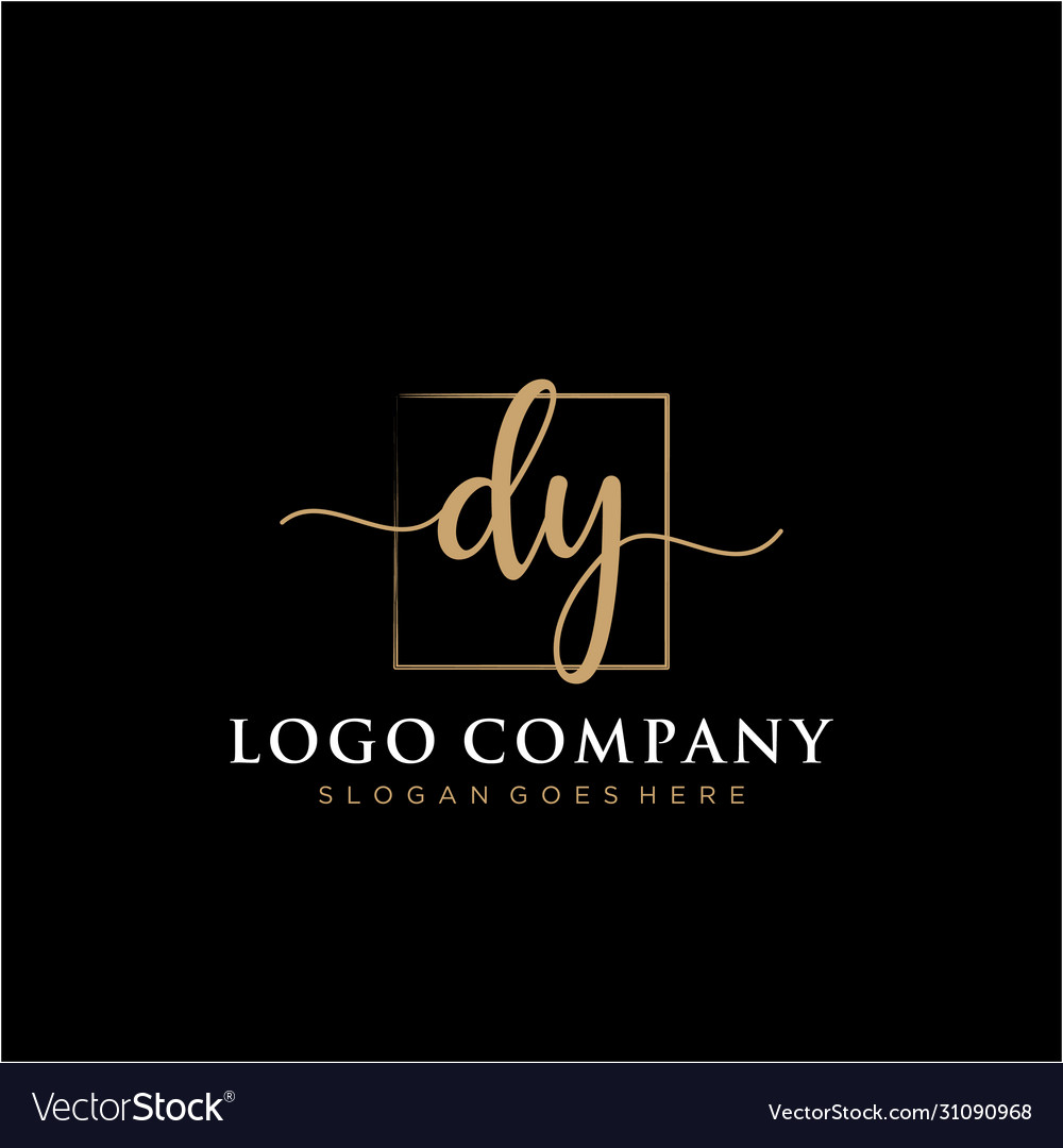Dy initial handwriting logo with rectangle Vector Image