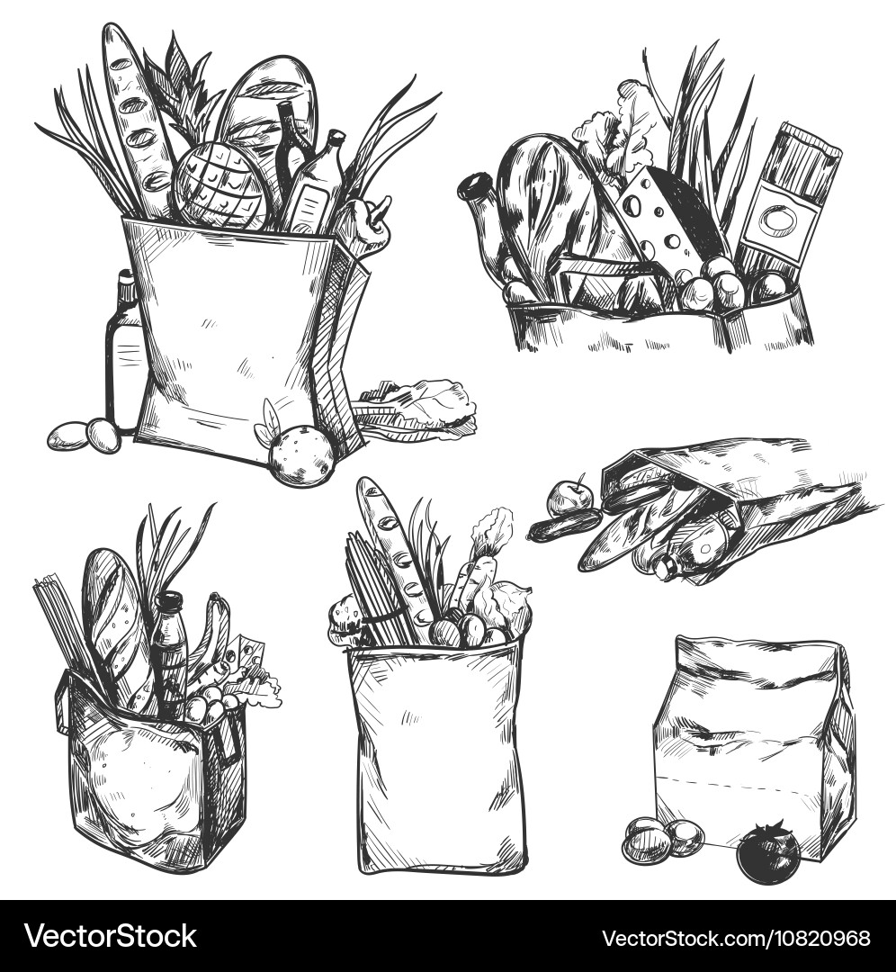 Hand drawn health product icon set Royalty Free Vector Image