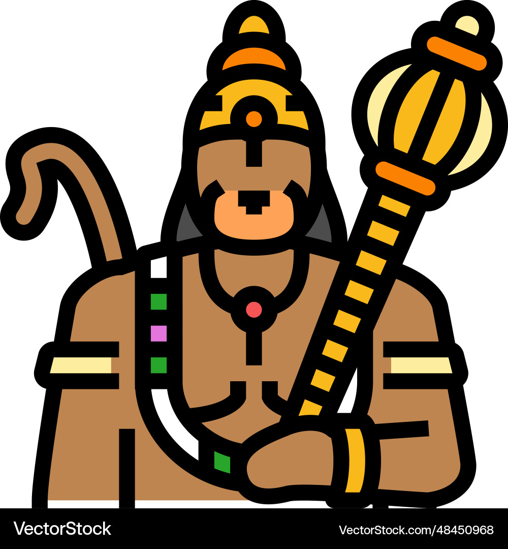 Hanuman god indian color icon Royalty Free Vector Image