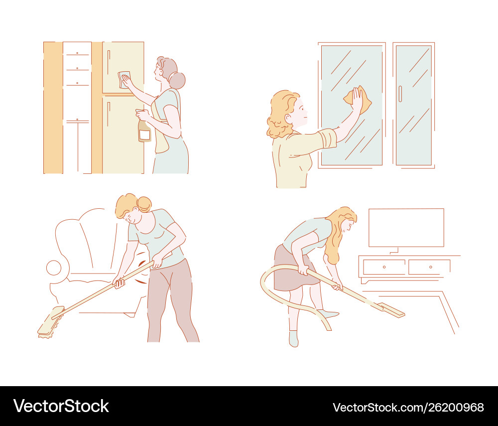 Housewives and housework cleanliness household Vector Image