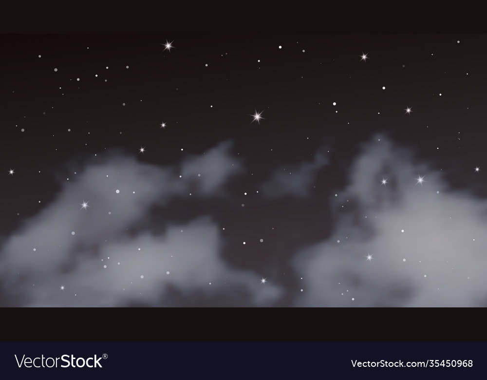 Night sky with clouds and many stars Royalty Free Vector