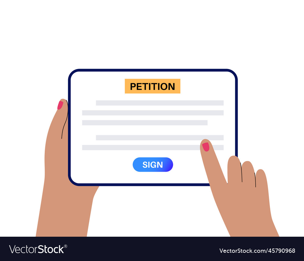 Petition signing process Royalty Free Vector Image Petition signing process Royalty Free Vector Image