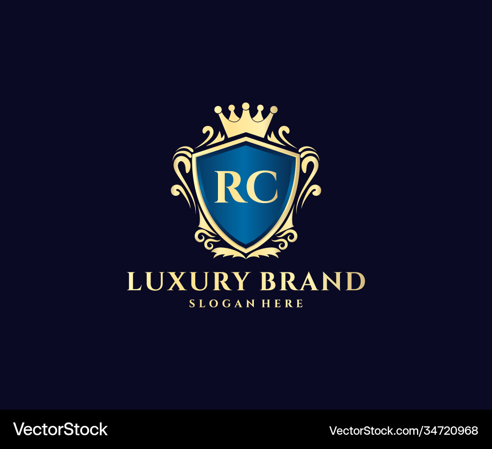 Rc initial letter gold calligraphic feminine Vector Image