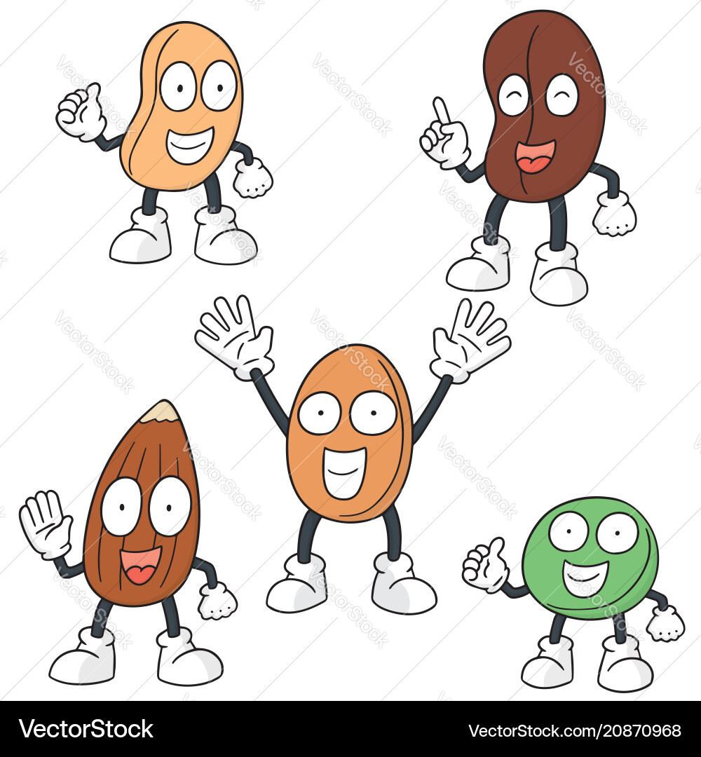 Set of beans cartoon Royalty Free Vector Image